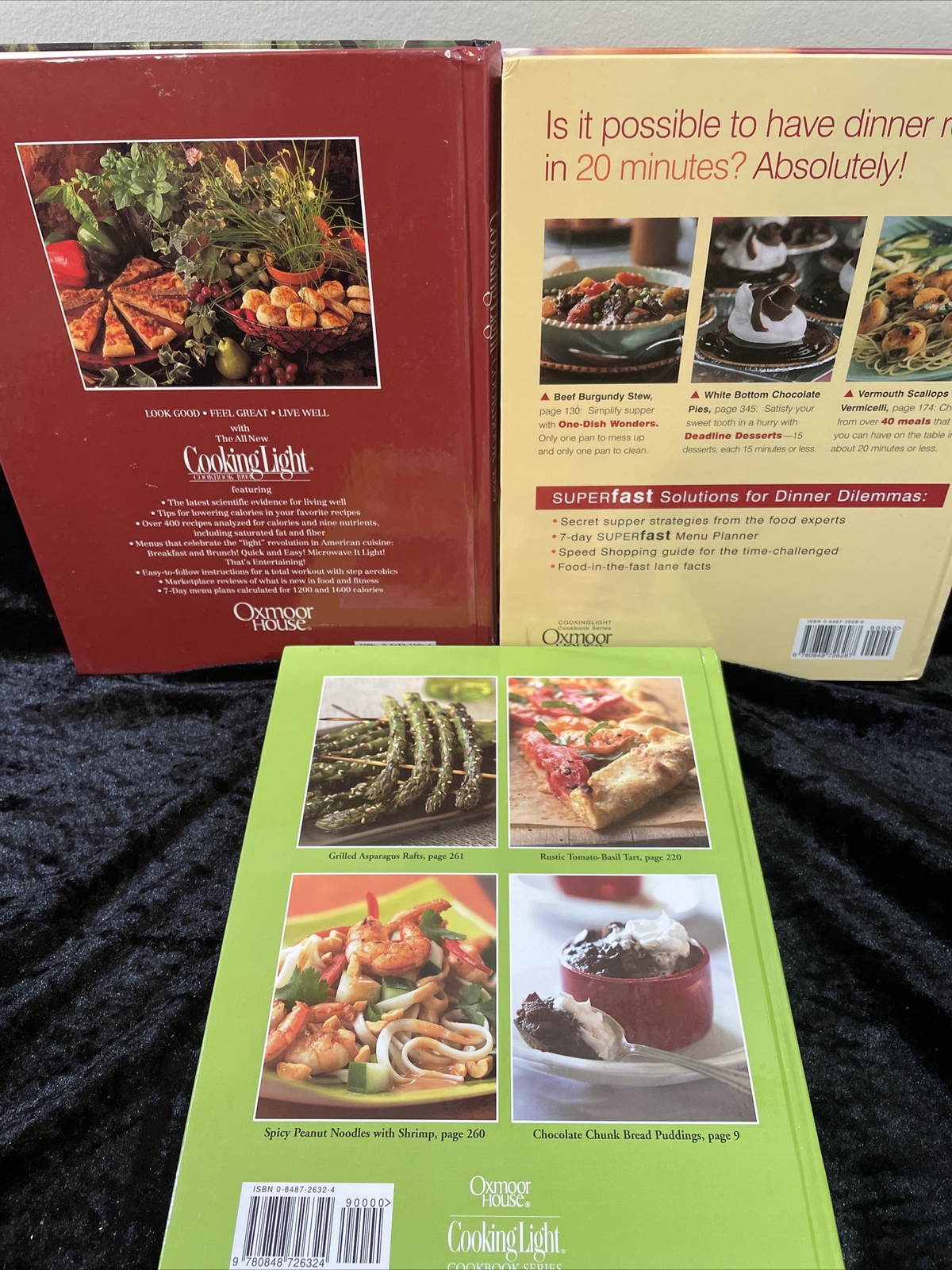 Lot of 3 Cooking Light Cookbooks (2004 annual, Cookbook 1993, Superfast ...