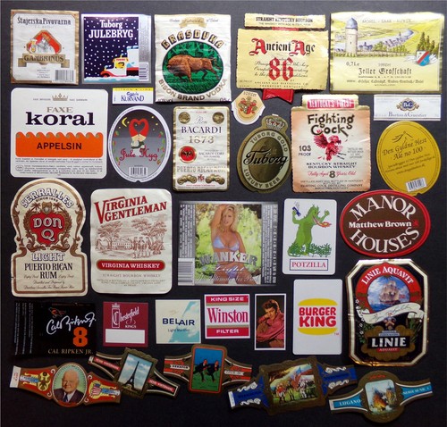 BAD HABITS LABEL LOT World Mix Liquor Beer Cigar Cigarette Junk Food ...