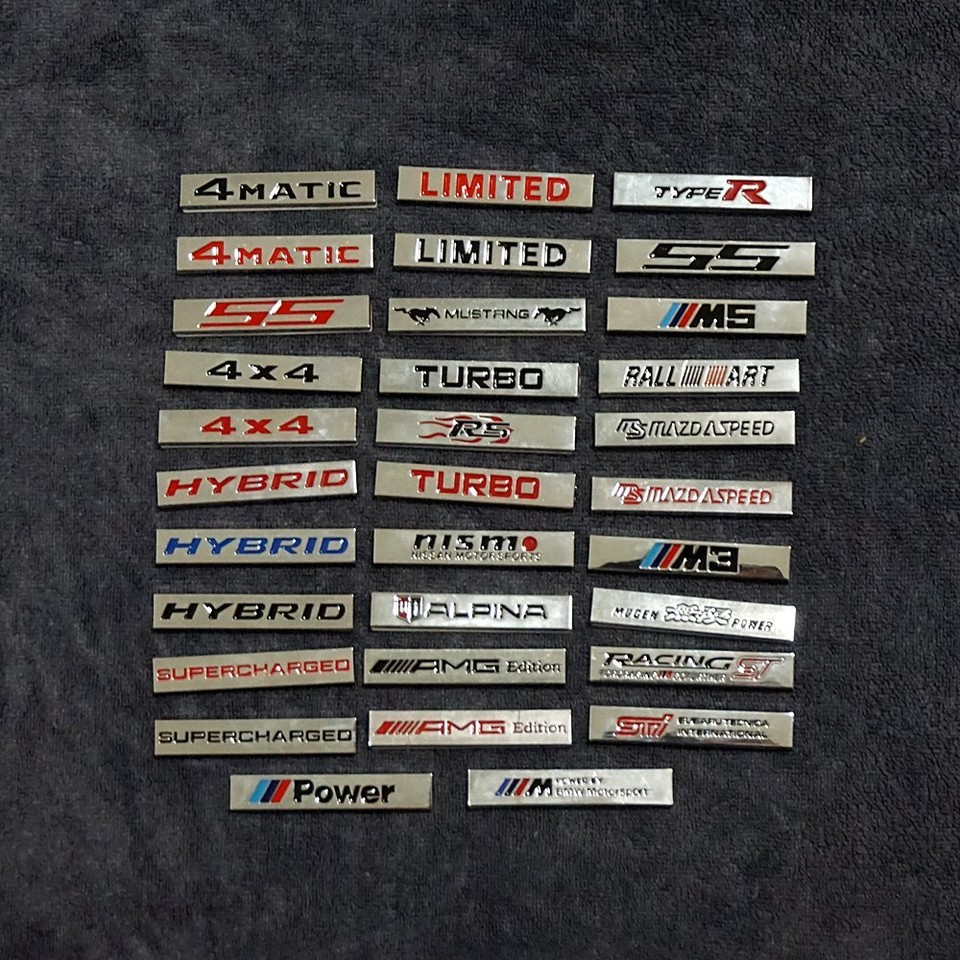 2x Red Silver Chrome Small SUPERCHARGED Metal Emblem Sticker Decal ...