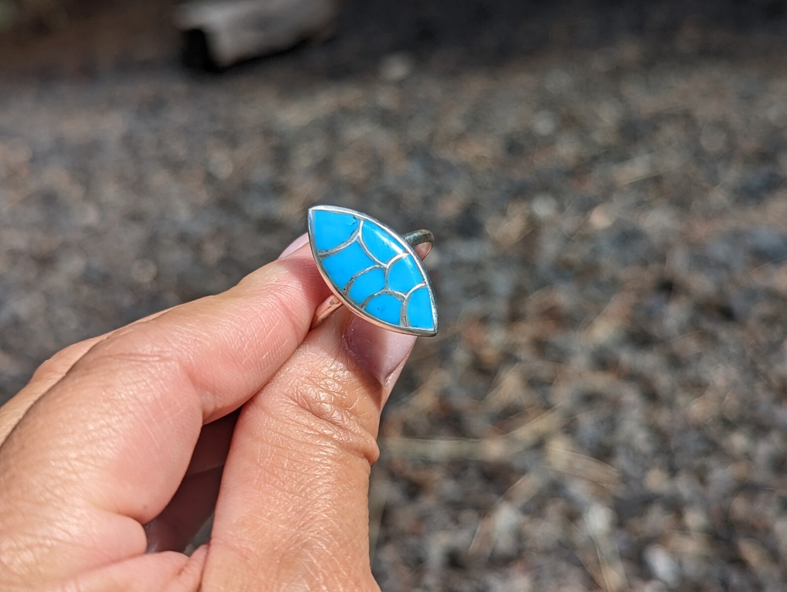 Zuni Fish Scales Ring Inlay Turquoise Sterling Silver, Handmade Jewelry ...