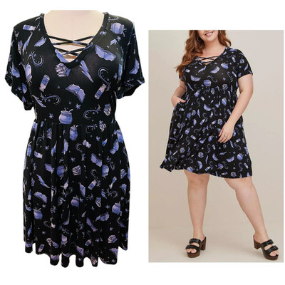 Torrid Harry Potter Spells Print Strappy Super Soft Punk Goth Babydoll ...