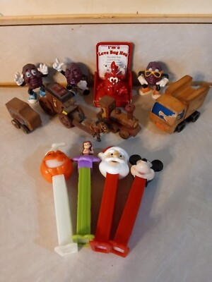 Vintage Toy Lot Of 12 Raisinets, Pez, & Wooden Toys | eBay