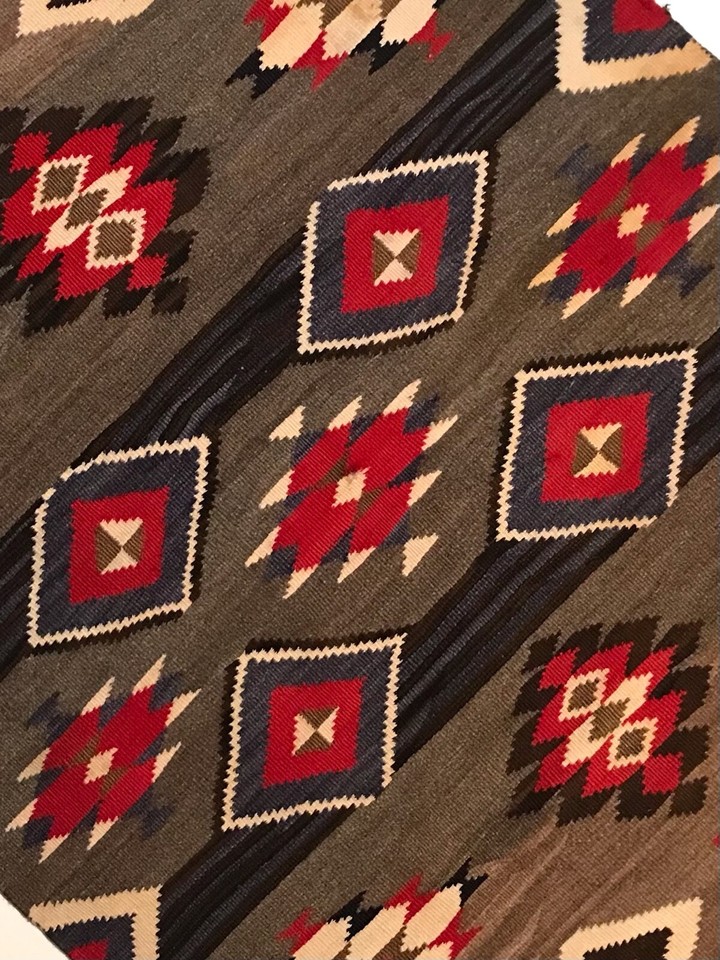 EXCEPTIONAL NAVAJO LATE CLASSIC “SLAVE BLANKET”,TESTED INDIGO VEGETAL ...