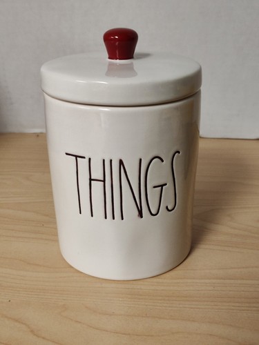 RAE DUNN " THINGS " Ceramic Canister Holder W/ Lid White/Red | eBay