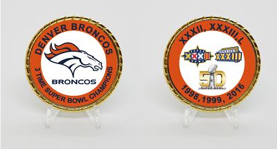 Denver Broncos 3 Time Super Bowl Champions 2 Coin Set Double Sided | eBay