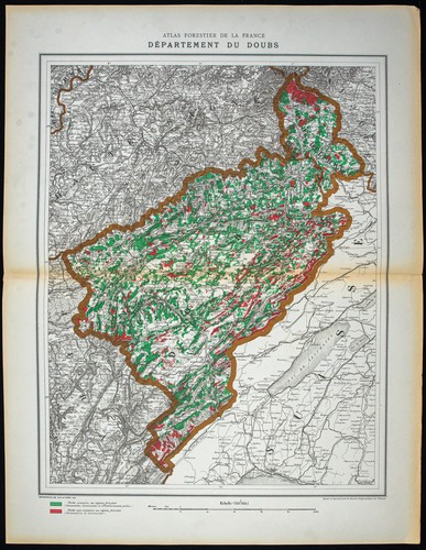 1912 - Doubs - Map of the forests of the department - Rare and large ...
