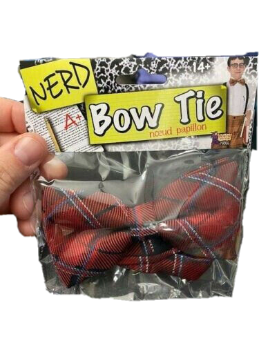 Nerd Bow Tie red plaid funny stage prop costume accessory novelty ...