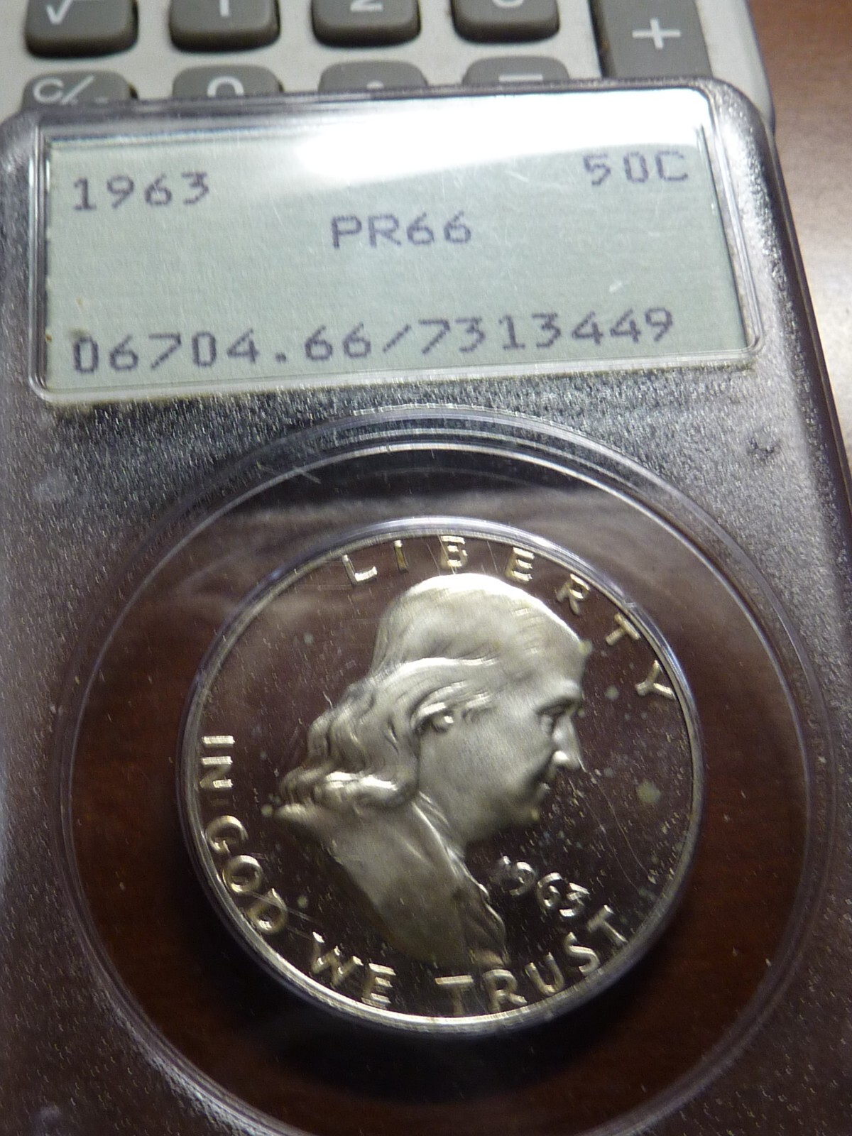 1963 PR66 PCGS Franklin Half Dollar Cameo Obv. Old Green Rattler Holder ...