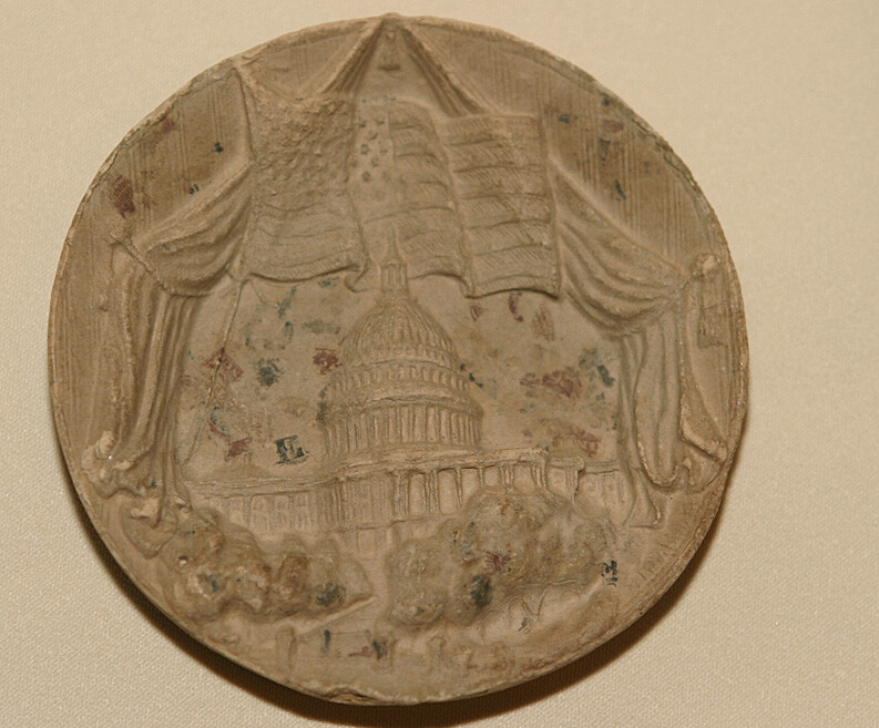 Macerated Paper Money Plaque of the Washington Capitol and US Flag ...