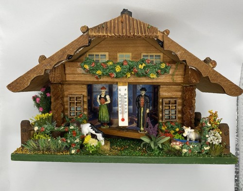 Refreshed Vintage Weather House chalet Alpine Swiss German Barometer ...
