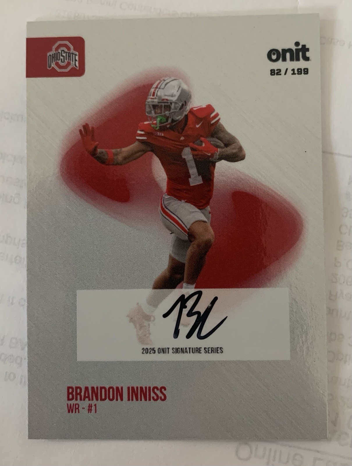 💥 2025 Brandon Inniss /199 ONIT Auto Silver Shimmer Ohio State Buckeyes ...
