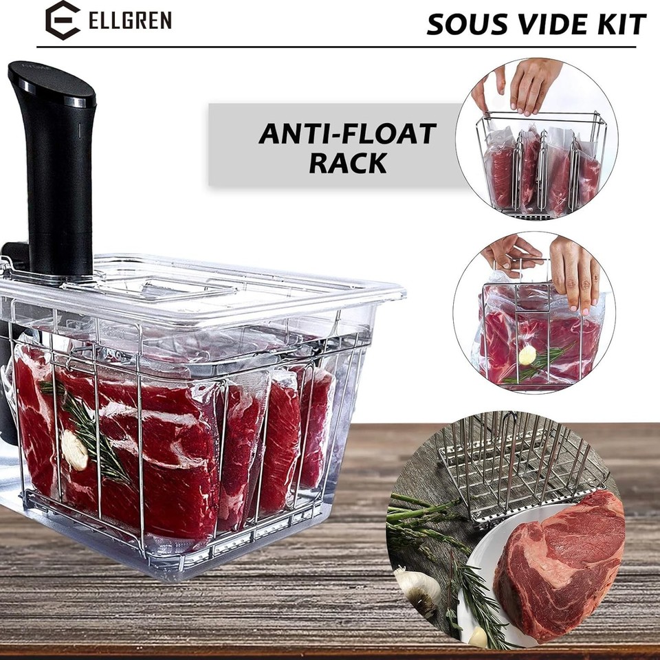 Sous Vide Container, 11L Sous Vide Rack with Lid & Rack - BPA Free ...