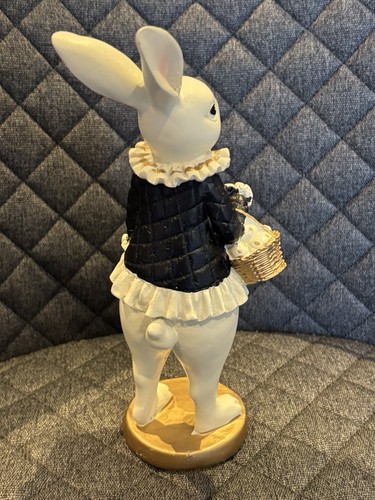 TK Maxx Black And Gold Formal Bunny Rabbit With Basket Easter White ...