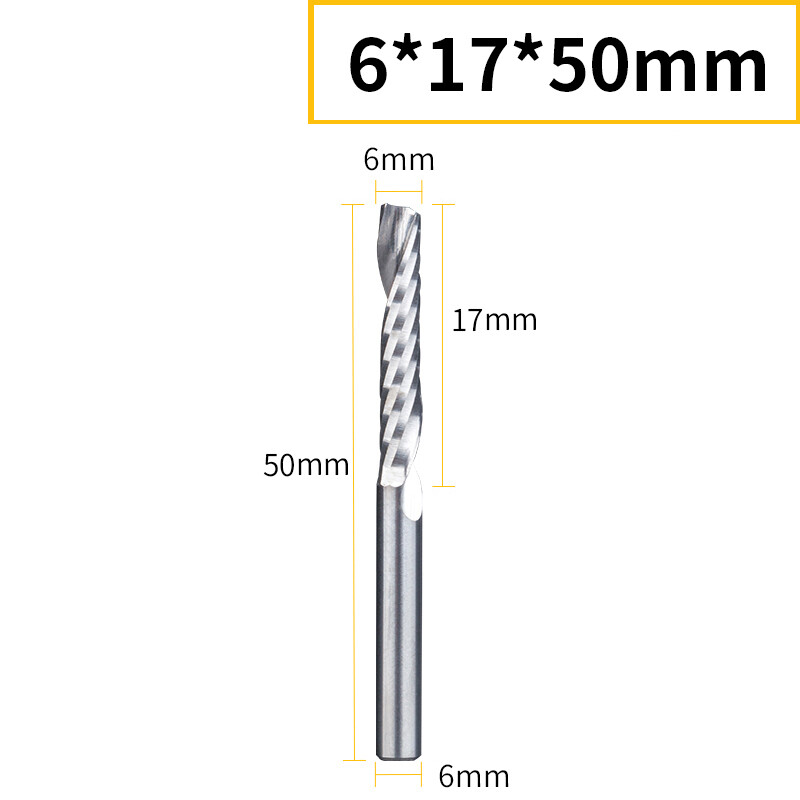 Carbide 6mm Shank Single Flute Spiral Router Bit End Mill CNC Cutter ...
