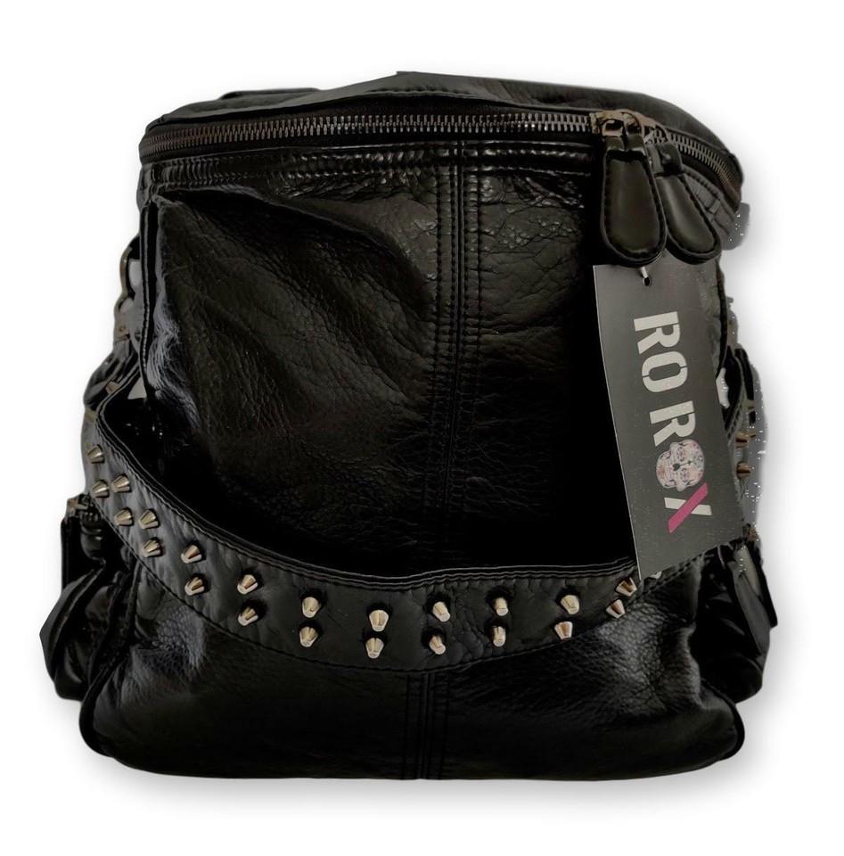 Ro Rox Calamity Backpack PU Punk Gothic Bag School Uni Womens Studded ...