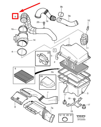VOLVO XC70 MK1 Motorlufteinlassschlauch 30680445 NEU ORIGINAL | eBay