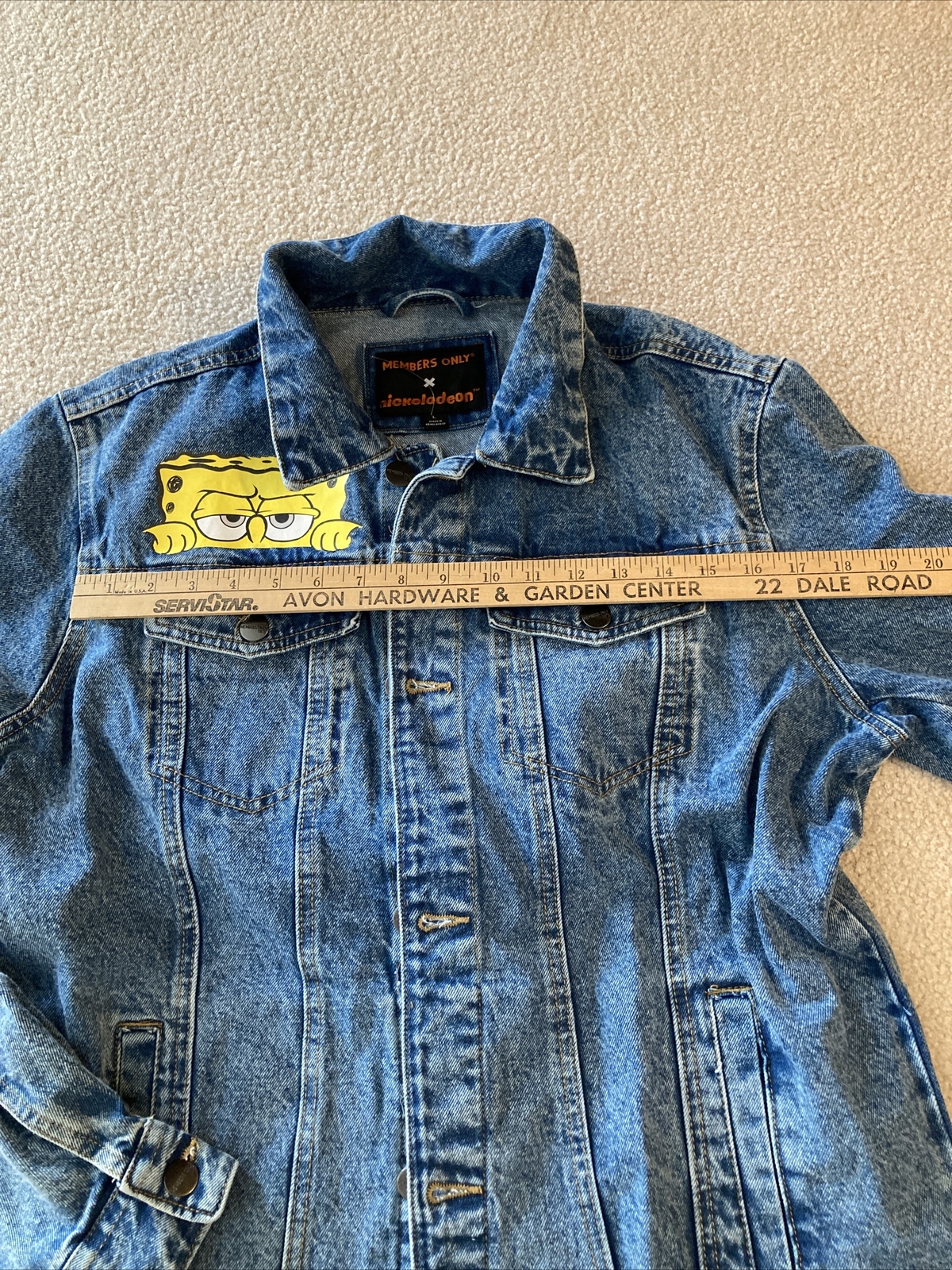 Members Only Nickelodeon SpongeBob Denim Jean Jacket Mens Size Large ...
