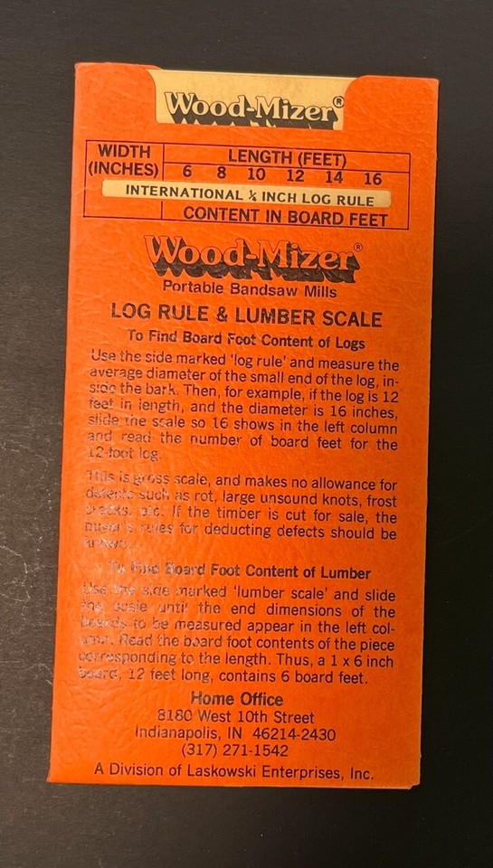 Vintage Wood-Mizer Log Rule & Lumber Scale – Bandsaw Mill Tool w ...