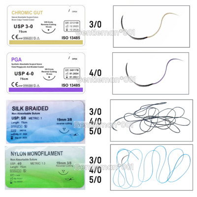 100pcs Absorbable GUT Dental Surgical Suture Silk Braided Nylon PGA ...