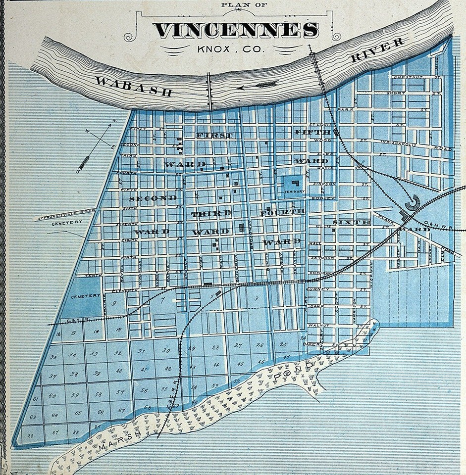1876 Indiana Map Town Plan Vicennes Sullivan Merom Carlisle Sullivan ...