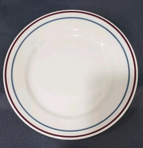 Vintage Jackson China Restaurant Ware Sample Plate Maroon Gray stripe 9 ...