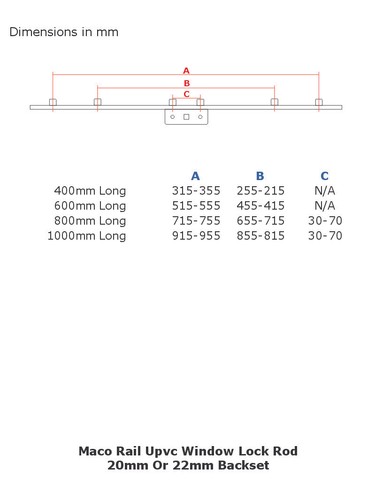 Maco Rail Upvc Window Lock Rod 20mm or 22mm Backset GR Sizes | eBay UK