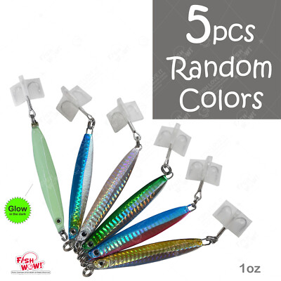 5pcs 1oz Colt Sniper jigs 28g Vertical jig w/ 3561D-DT MUSTAD Hook ...