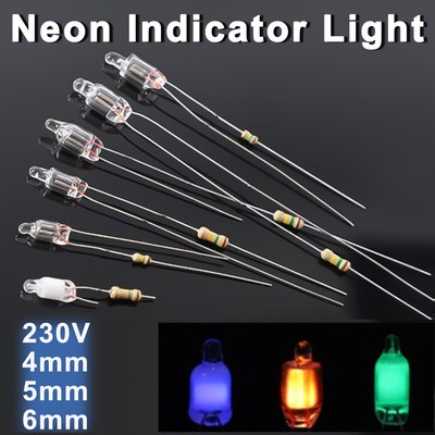 5/10x Miniature Neon Indicator Light 4mm,5mm,6mm Neon Glow Bulbs Toy ...