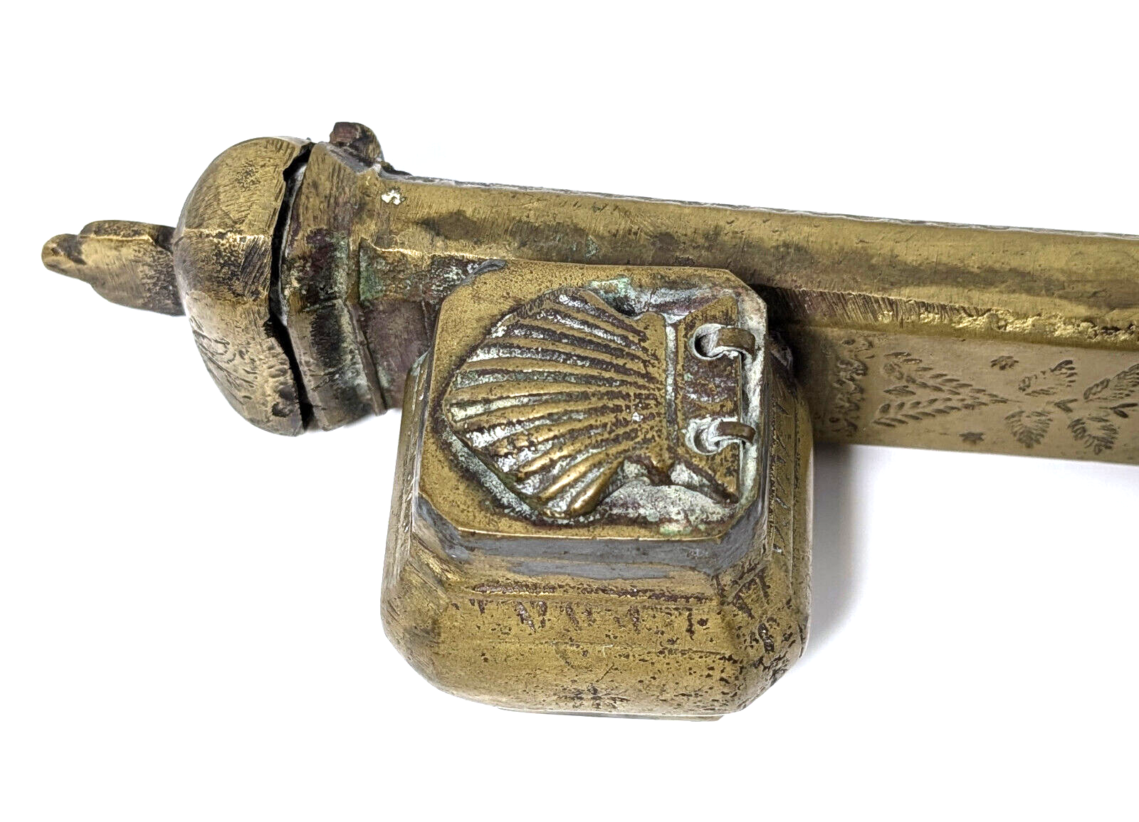 Antique Ottoman Turkish Traveling Scribe Brass Box Quill Pen Inkwell ...