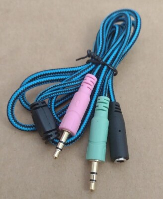 Adapter Splitter Microphone / Headphone Connector For Headsets To PC 1m ...