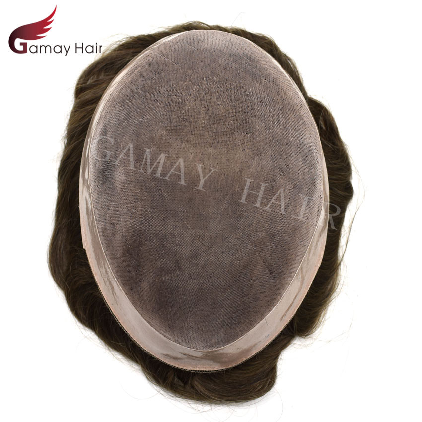 Fine Mono Mens Toupee Hairpiece Poly Monofilament Wig Skin Pu Hair ...