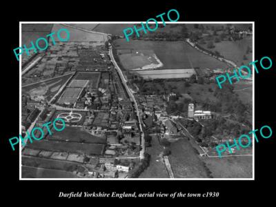 OLD POSTCARD SIZE PHOTO OF DARFIELD YORKSHIRE ENGLAND TOWN AERIAL VIEW ...