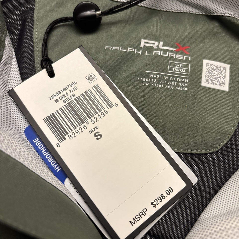 NWT RLX Ralph Lauren Golf Hooded Green S/P Jacket Water Repellant ...
