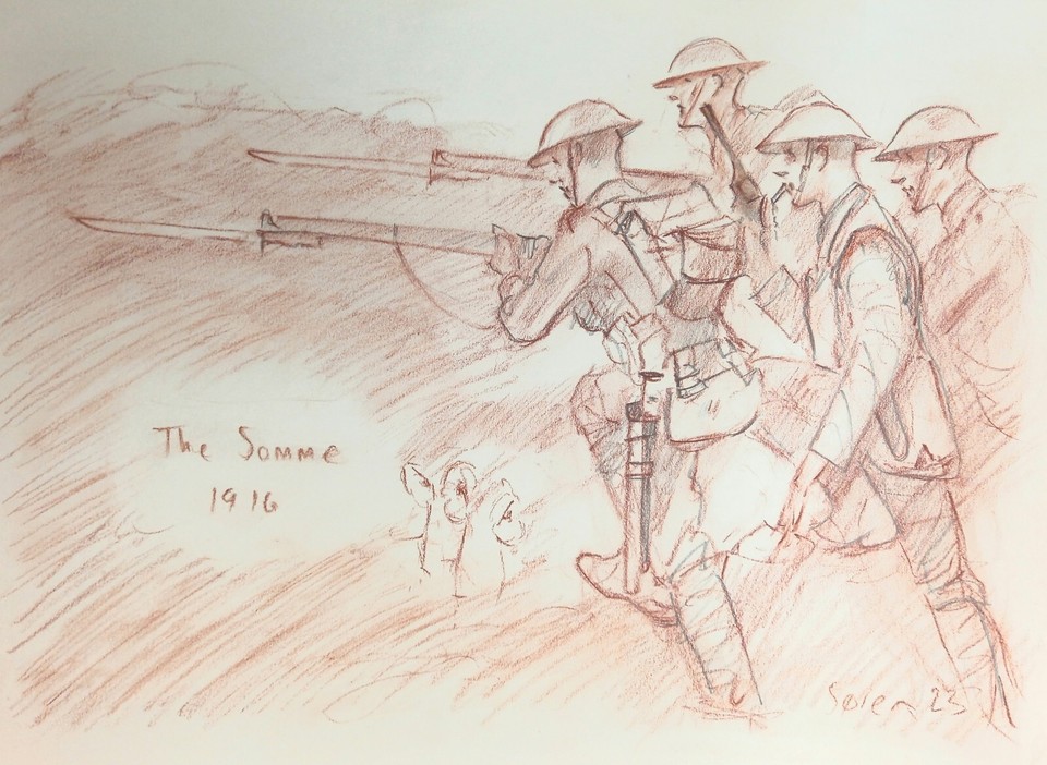 Rare WW1 The Somme 1916 chalk drawing | eBay UK