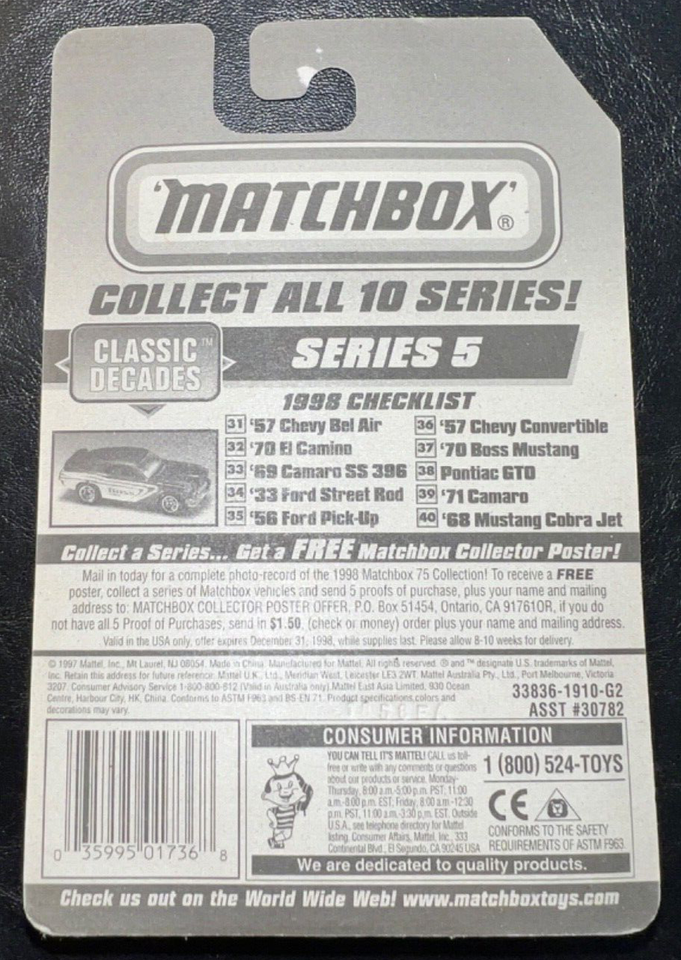 Matchbox Classic Decades '57 Chevy Convertible #36 New Mattel | eBay