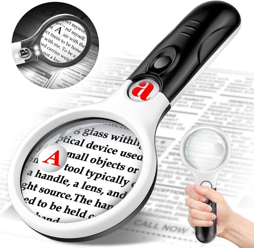 Large Magnifying Glass with Light 10X 20X 45X Illuminated Handheld ...