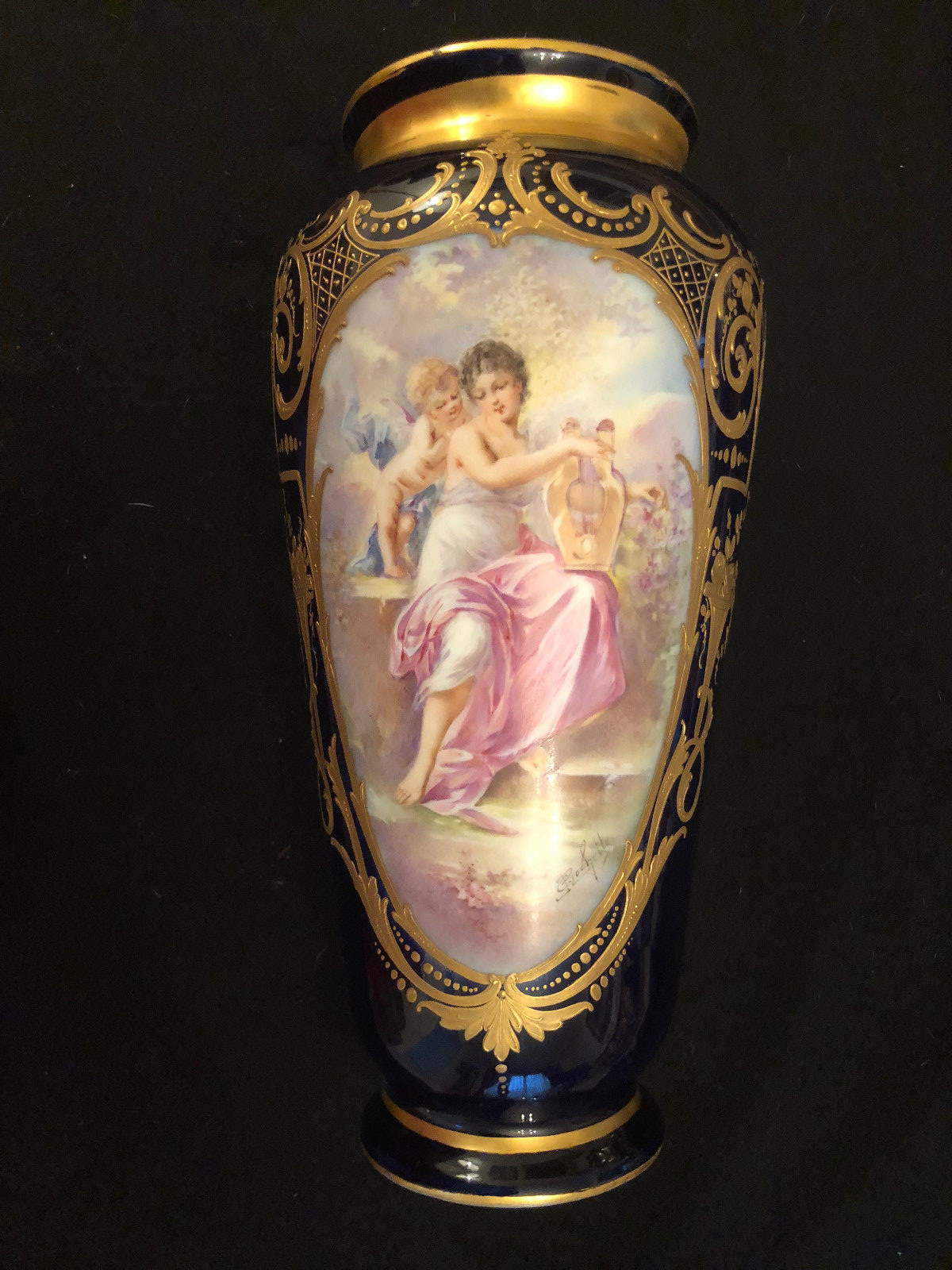 SEVRES ANTIQUE 19TH CENTURY LARGE PORCELAIN VASE WITH ARTIST SIGNATURE ...