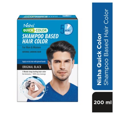 Nisha Quick 5 Minutes Shampoo Hair Color dye, 10 Sachet in box, 7.05 oz ...