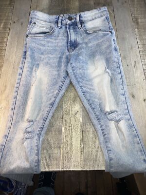 Mens Black Pike Destress Stone Washed Jeans 28x31 Straight Slim Fit | eBay