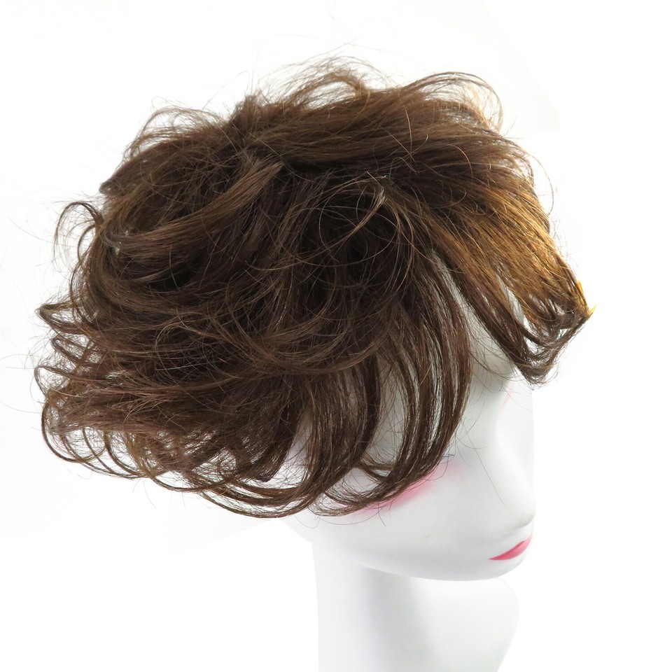 Short Curly Wavy Human Hair Toppers Seamless Fluffy Clip in Crown ...