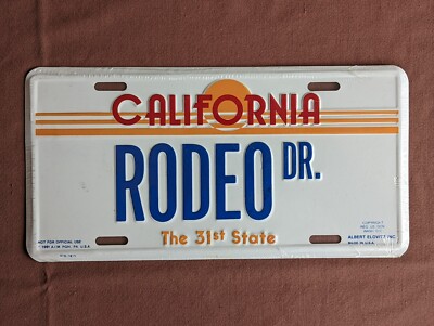 Vintage 1991 RODEO DRIVE CALIFORNIA Novelty License Plate NOS NIB | eBay