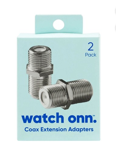 2-Pack ONN Coaxial Cable Extension Adapters Coax Dual F Type Threaded ...
