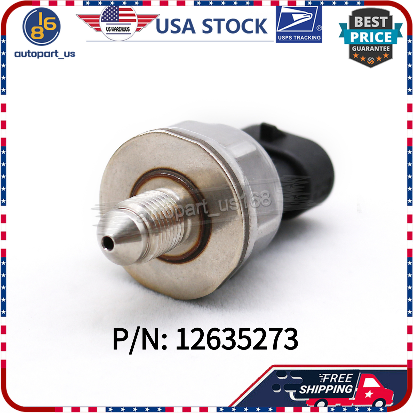 (1) Fuel Injection Fuel Rail Pressure Sensor 12635273 For Chevrolet ...