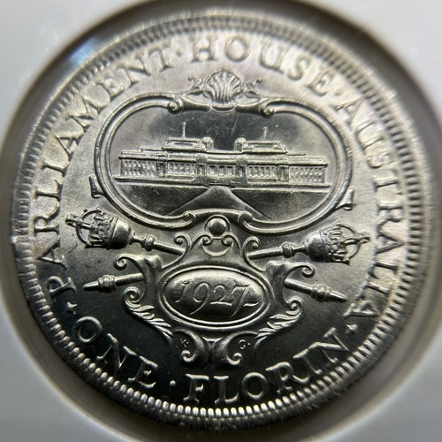 1927 Parliament Florin Coin - Choice Uncirculated - 8 Pearls 3 steps ...