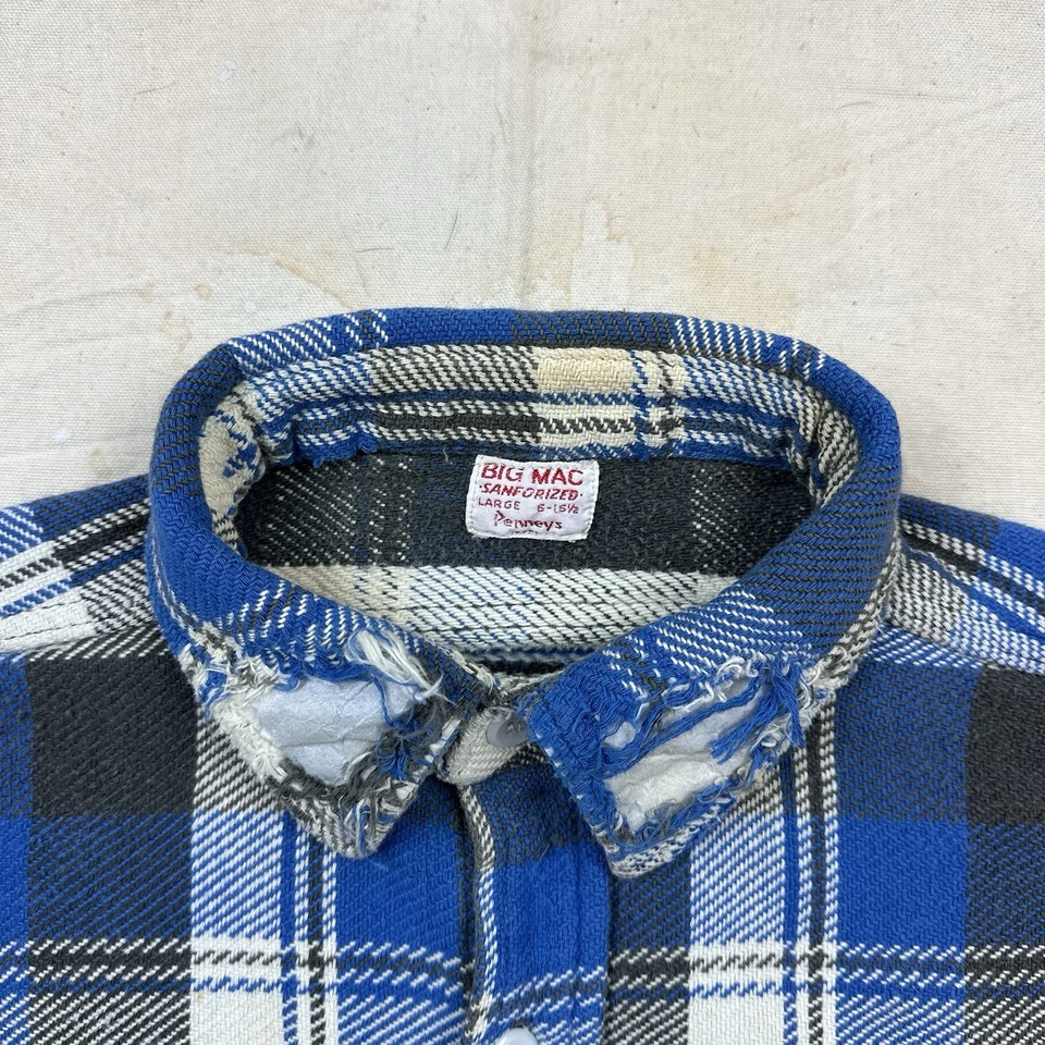 Vintage 50s Penneys Big Mac Cotton Flannel Shirt Men’s Large Plaid ...