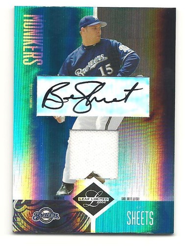 2004 LEAF LIMITED. BEN SHEETS. AUTOGRAPH & GAME-WORN JERSEY CARD. 11/25 ...