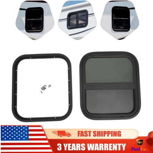 14" x 16" Vertical Slider RV Window Cargo Trailer Camper +Mounting Trim ...