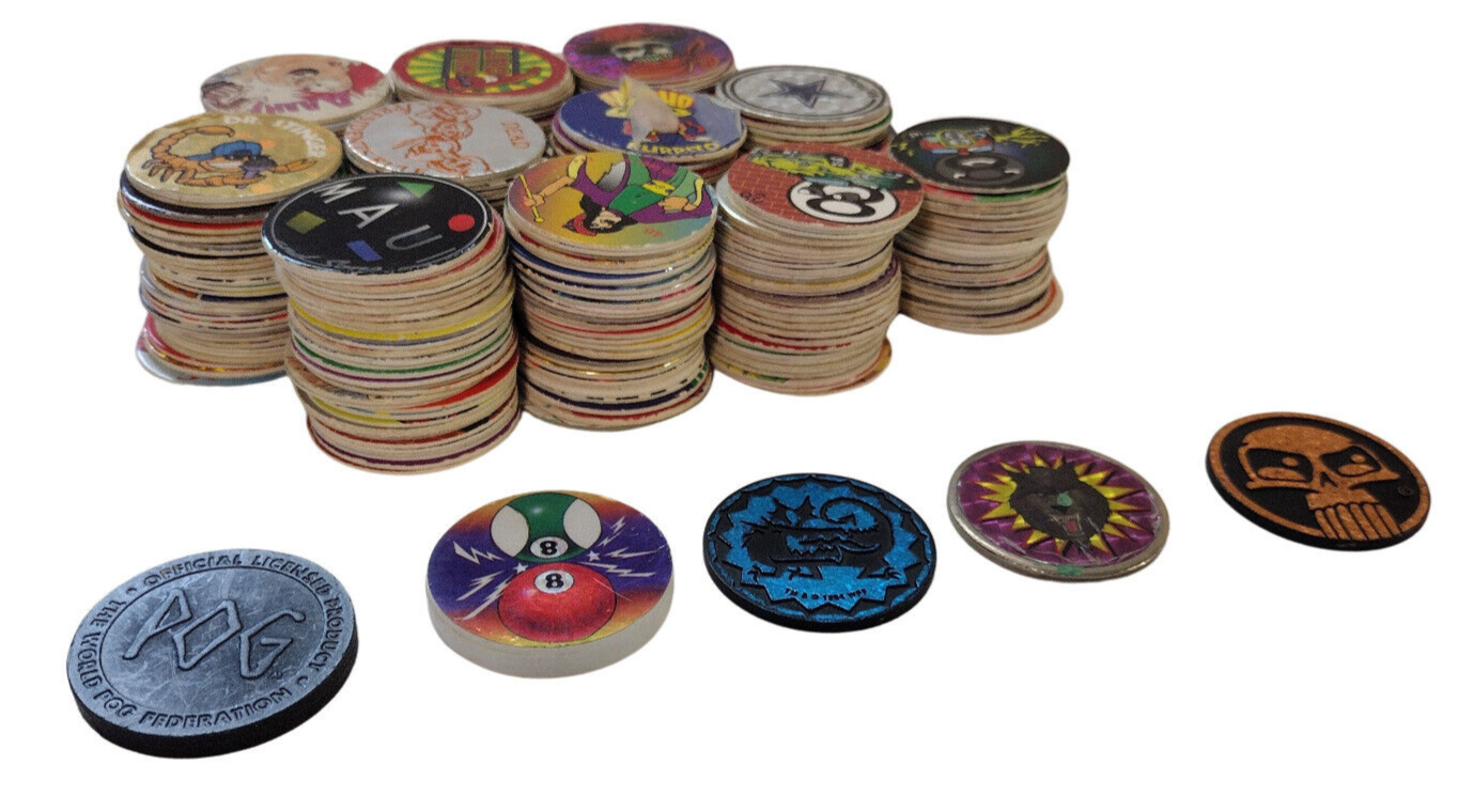 Lot of over 330 Pogs Milk Bottle Caps 90s VTG 1994 Collection w ...