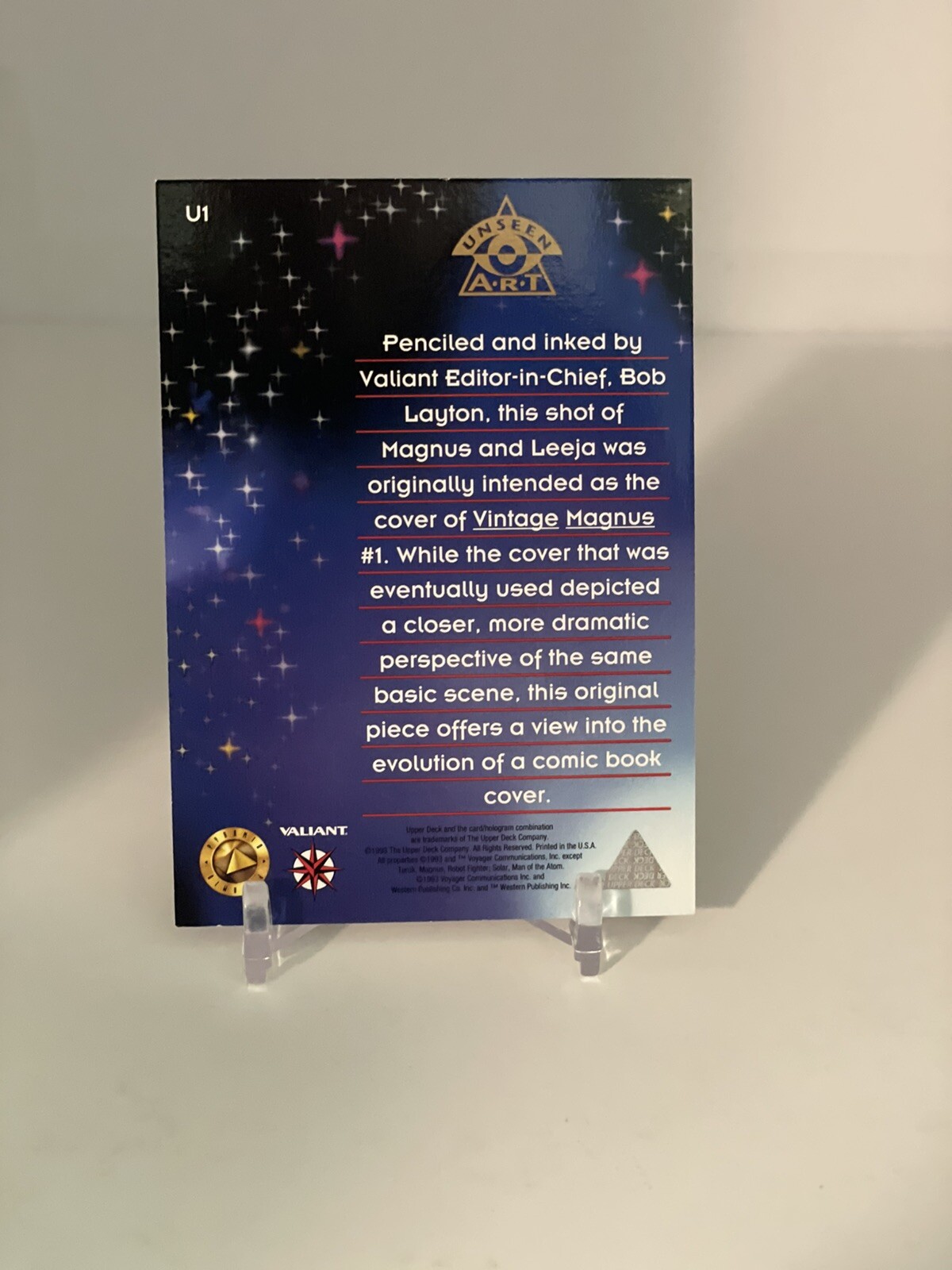 1993 Upper Deck Valiant #U1 MAGNUS & LEEJA Pyramid foil Card ART by Bob ...