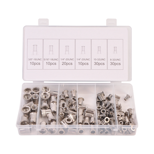 110 PC Stainless Steel Rivet Nut Kit 8-32 /10-32 / 1/4"-20 / 5/16"-18 ...